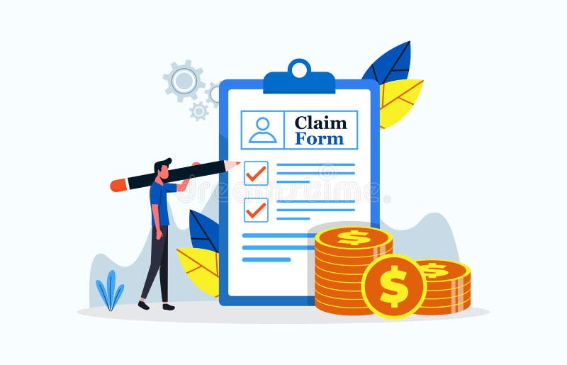 Claim Form with with Check Mark and Money Symbol. Businessman Fill in ...