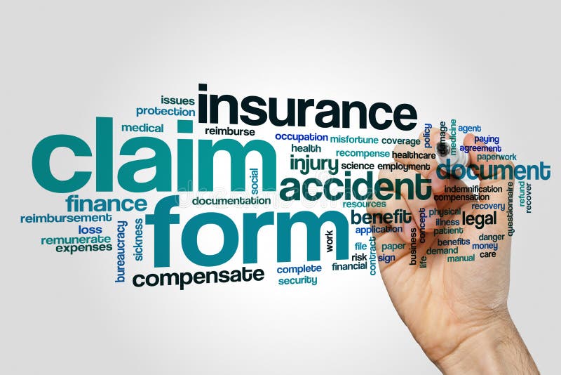 Claim Form Word Cloud Concept on Grey Background Stock Illustration ...