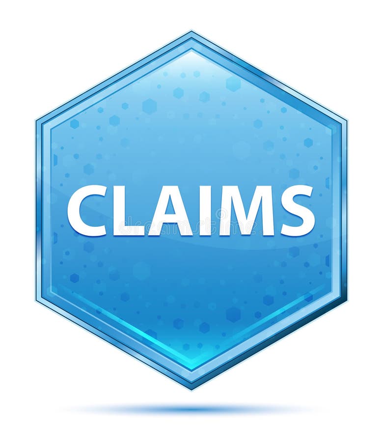 Claims Crystal Blue Hexagon Button Stock Illustration - Illustration of ...