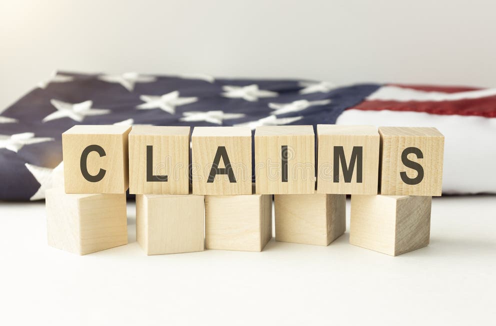 Claims Word on Wooden Cube, on a Light Stock Photo - Image of repair ...