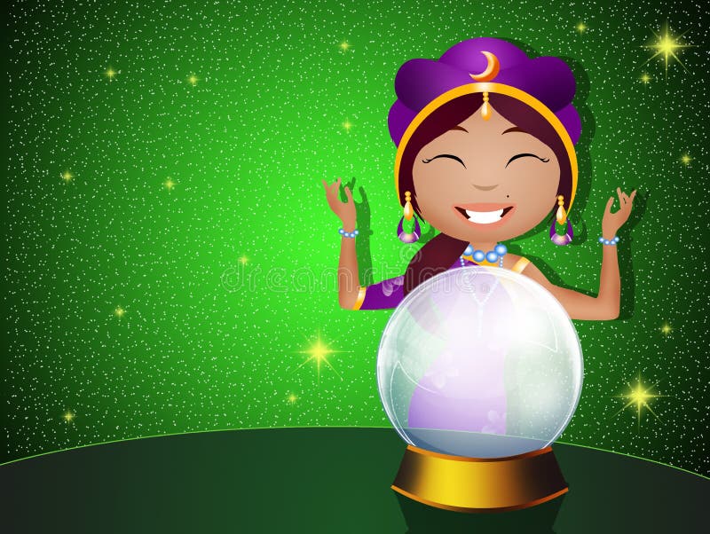 Clairvoyant with Crystal Ball Stock Illustration - Illustration of ...