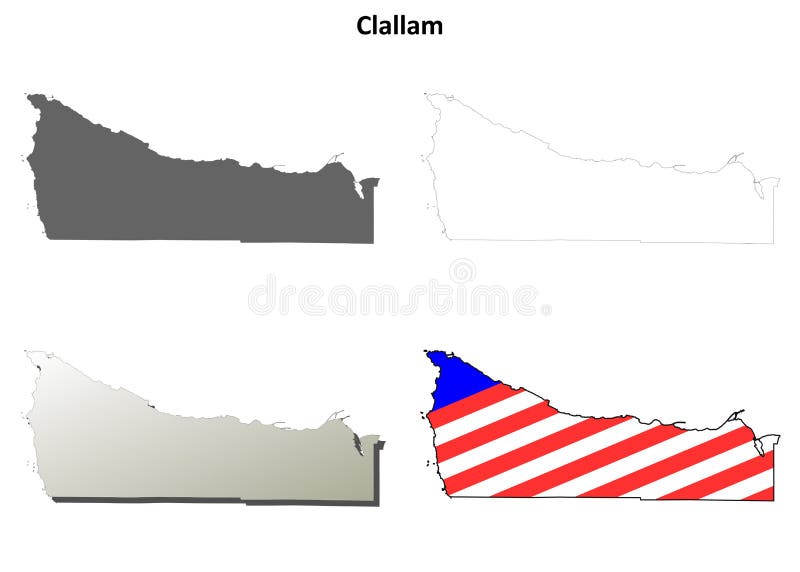 Clallam County, Washington Outline Map Set Stock Vector - Illustration ...
