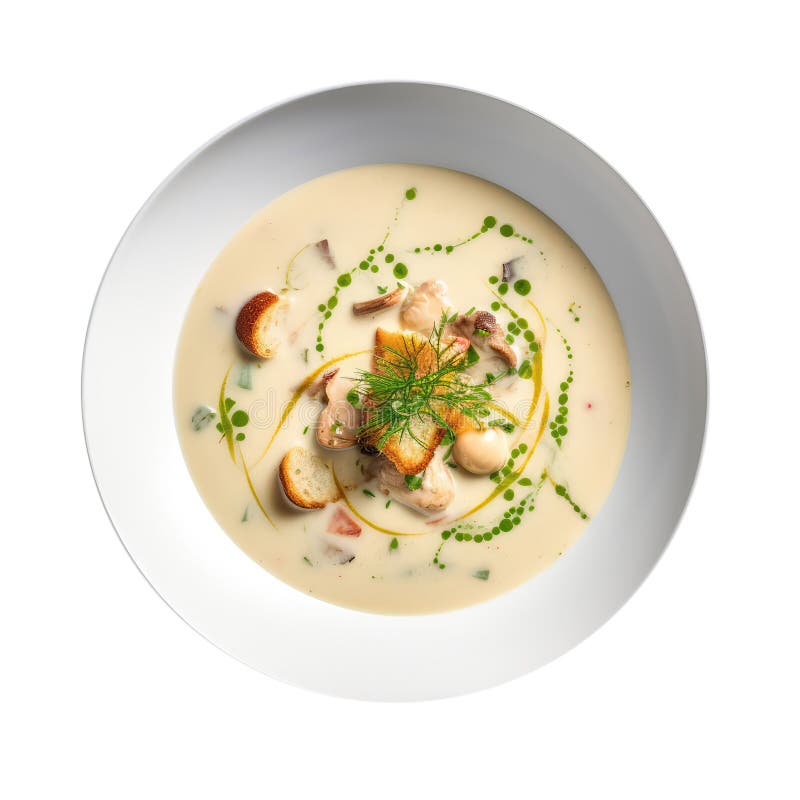 Chowder on White Plate on a White Background Stock Illustration ...