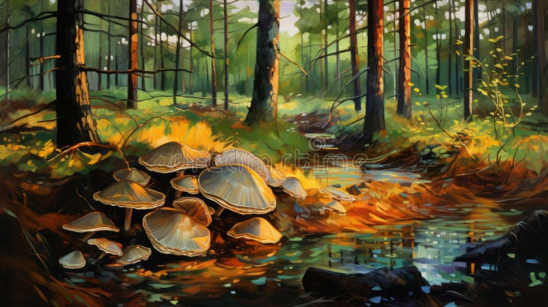 In the Forest: a Post-impressionism Illustration Stock Illustration ...