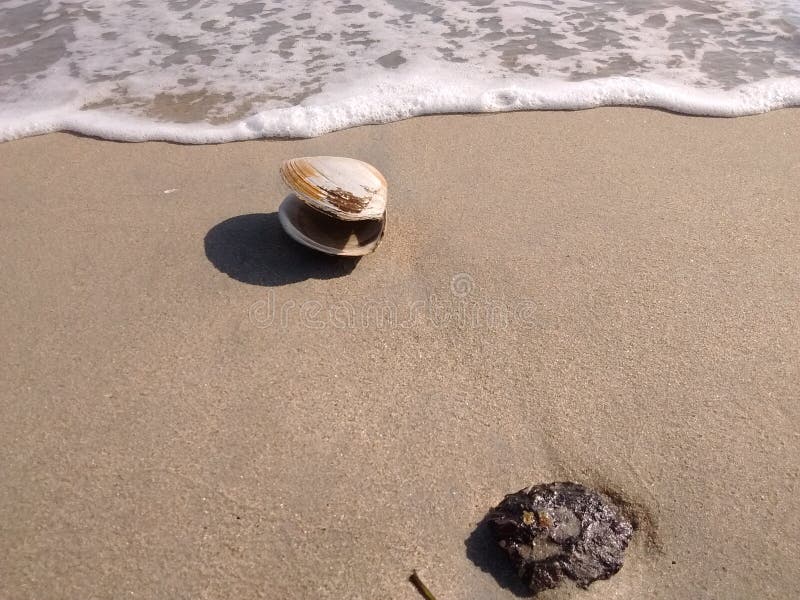Sand Wave and Rock on Beach Stock Photo - Image of sand, water: 80736796
