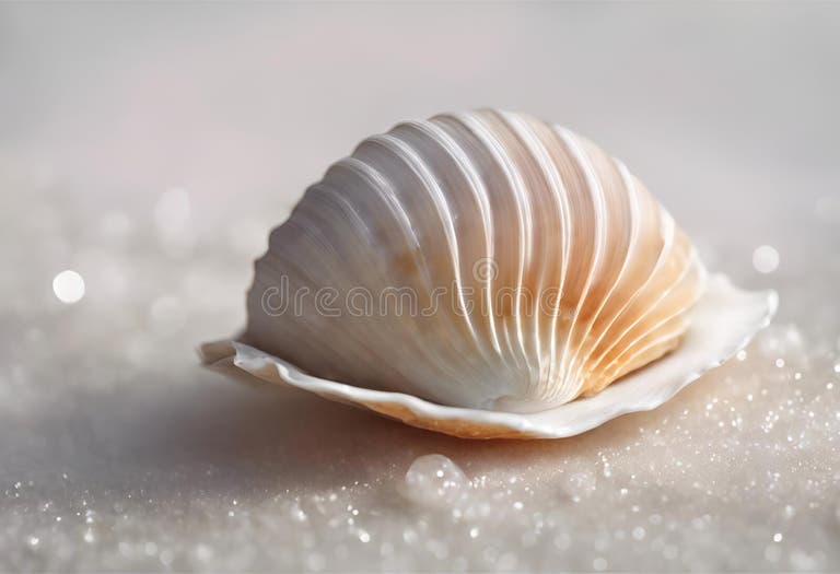 A Shell Sitting on Top of a Table with Some Sand Stock Illustration ...