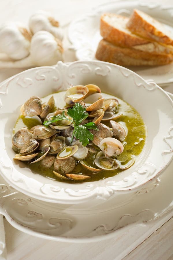 Cooking Clams with White Sauce Stock Photo - Image of aromatic, dill ...