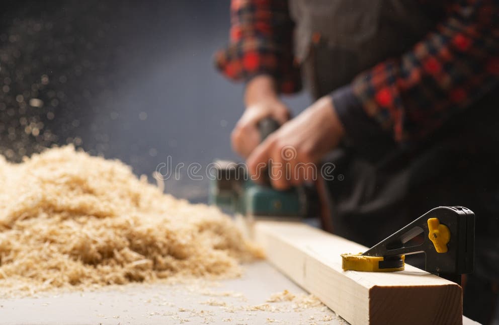 Clamp Compression Tool. Carpenter Works with Electric Planer Stock ...