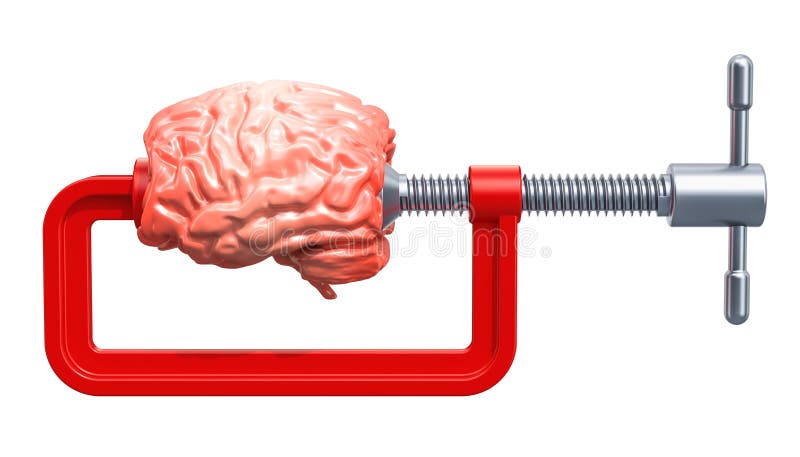 Clamp with Human Brain. 3D Rendering Stock Illustration - Illustration ...