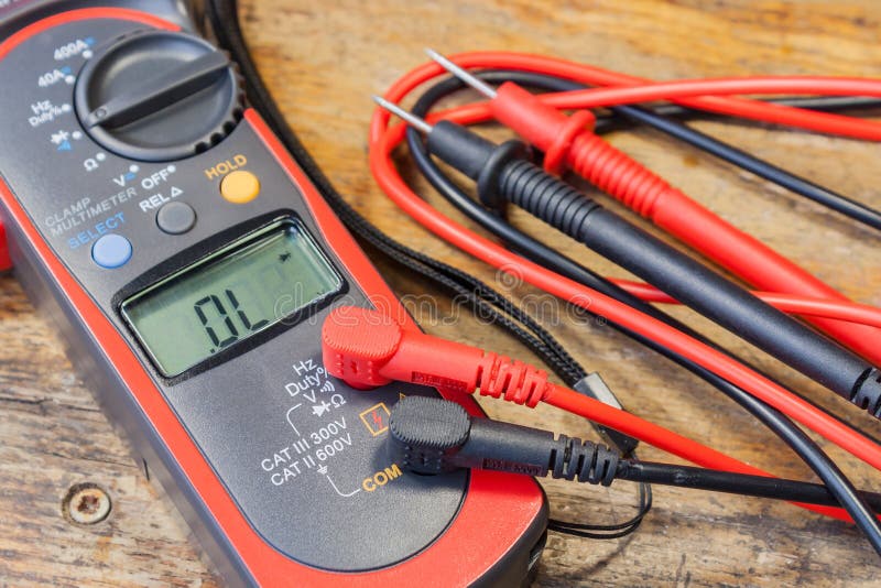 Clamp Multimeter with Accessories on a Table in a Workshop Stock Image ...