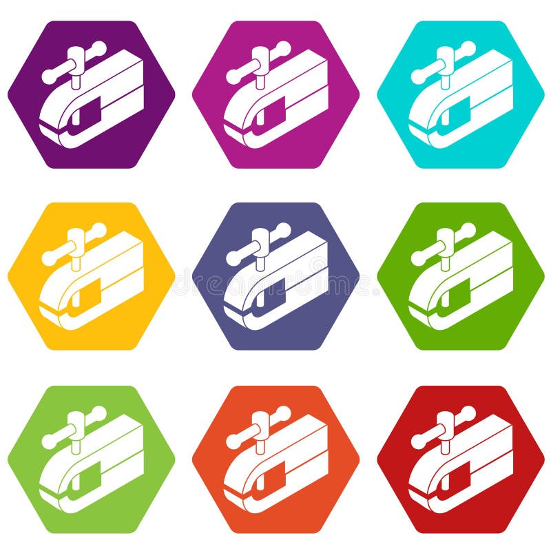 Clamping Machine Icons Set 9 Vector Stock Vector - Illustration of ...