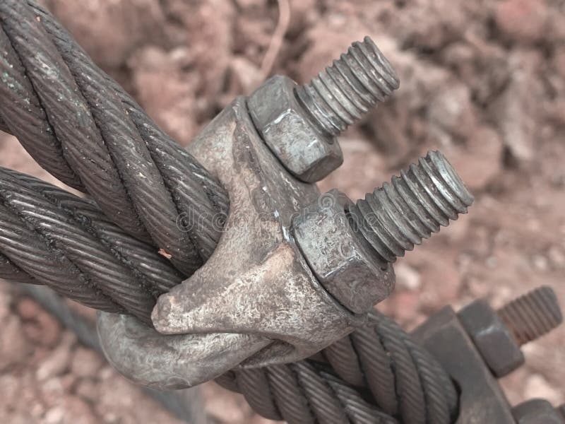 Clamps on wire ropes stock image. Image of clamps, iron - 223876337