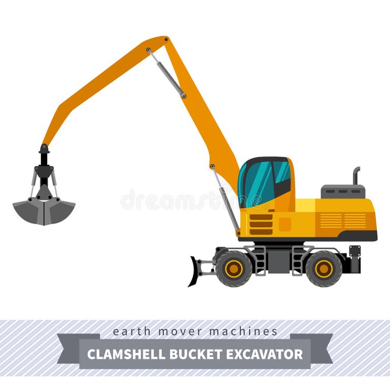 Clamshell Bucket Material Mover Machine Stock Vector - Illustration of ...