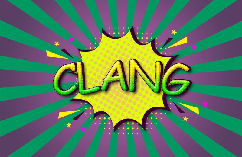 CLANG Comic Speech 3d Text Style Effect High Resolution Stock Vector ...