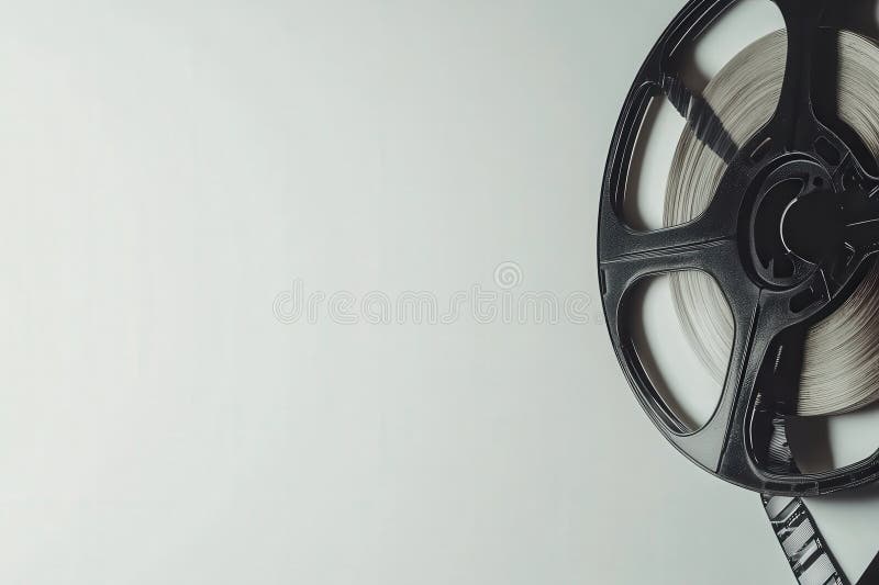 A Clapper Board Alongside a Stack of Film Reels Placed on a White ...