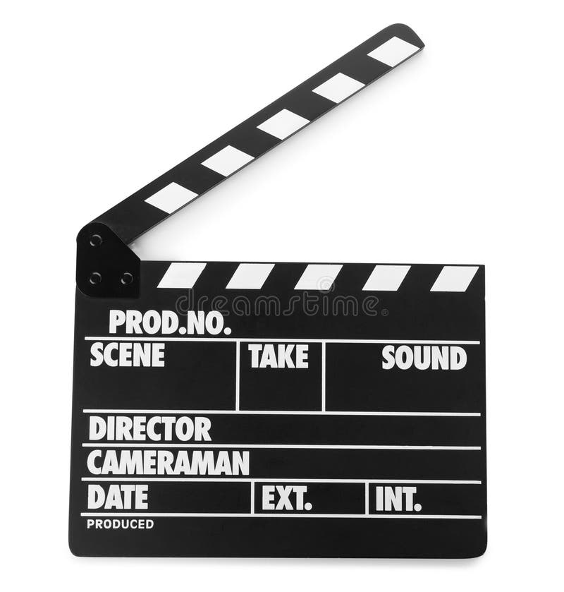 Clapper Board Isolated. Cinema Production Stock Photo - Image of state ...