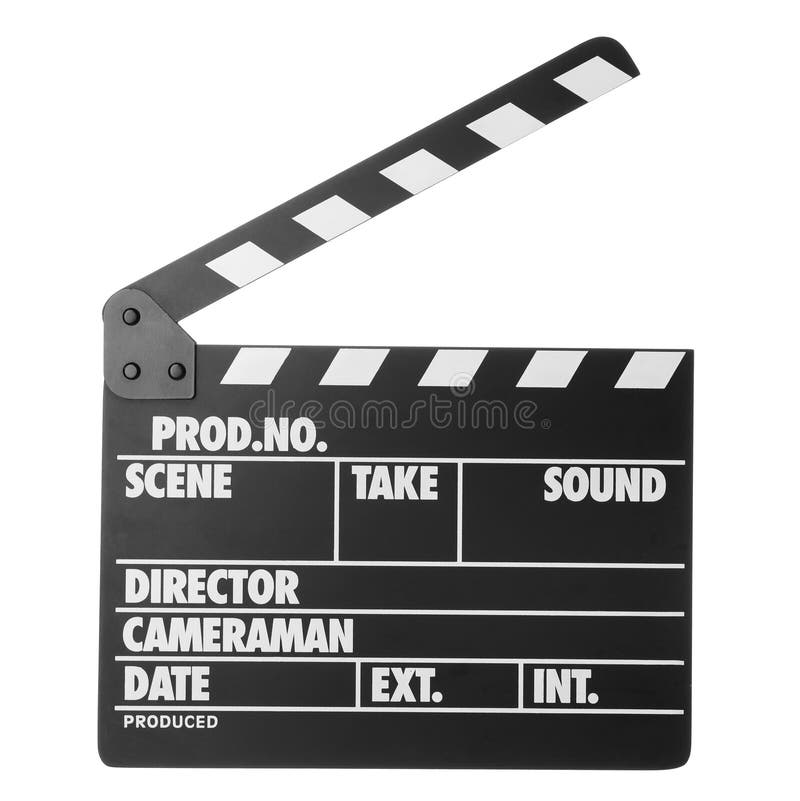 Clapper Board Isolated. Cinema Production Stock Image - Image of chalk ...