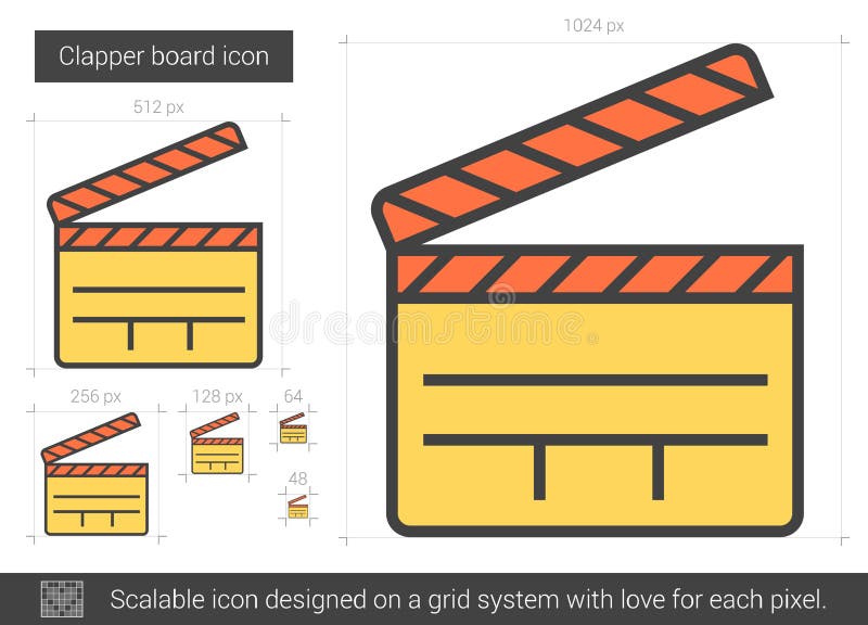 Clapper board line icon. stock vector. Illustration of flick - 81059961