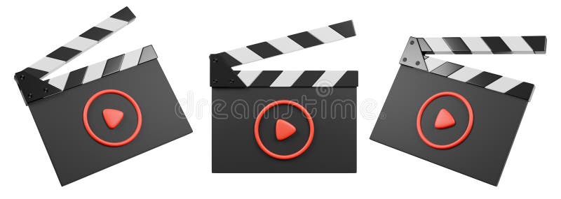 Clapper Board with Play Button. Isolated Video Streaming Design. 3D ...