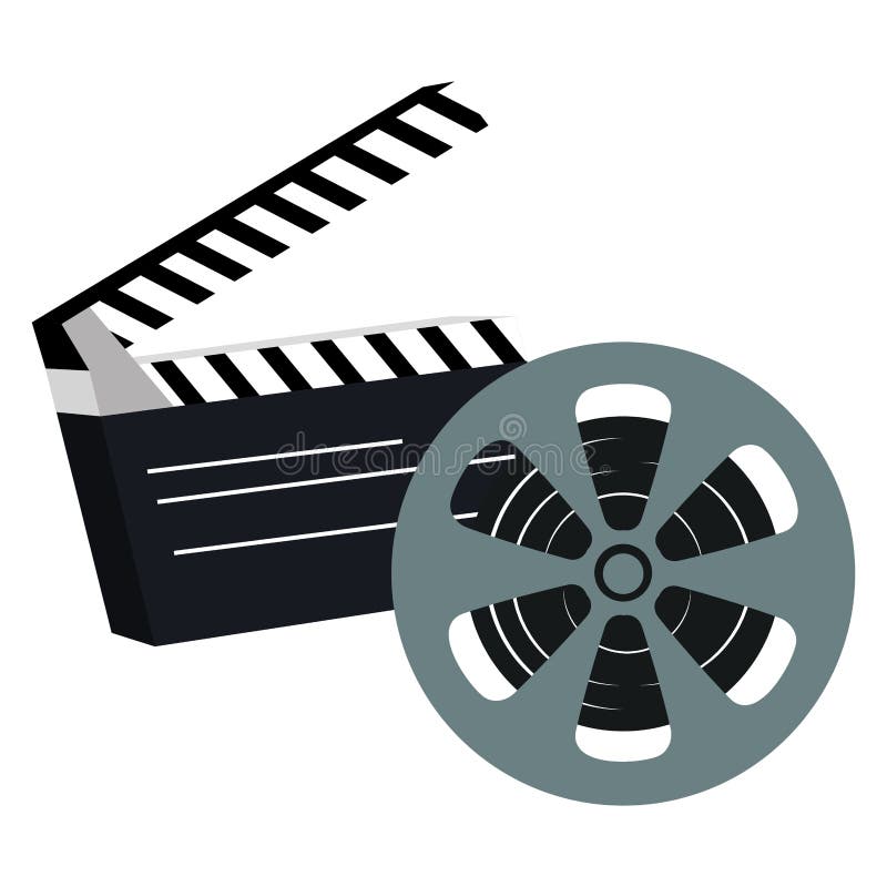 Clapper board with reel stock illustration. Illustration of award ...