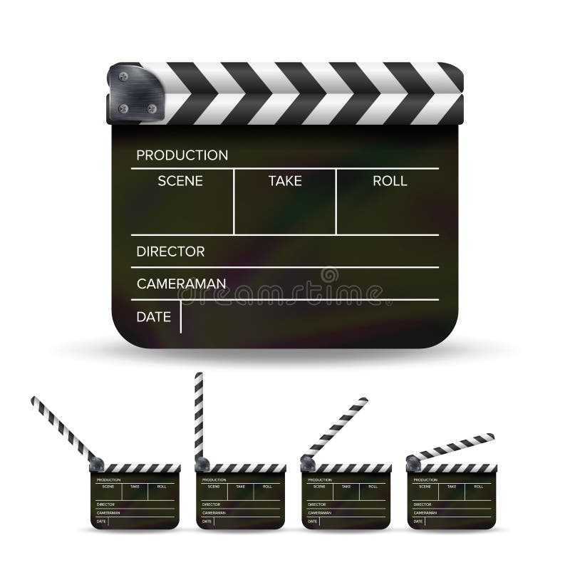 Clapper Board Vector. Black Cinema Clapper Isolated on a White ...