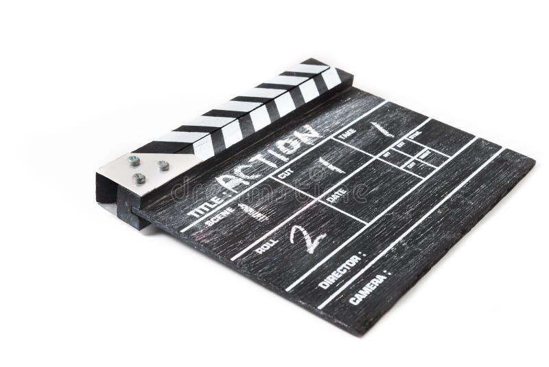Clapper Board on White Background Title Action Stock Image - Image of ...