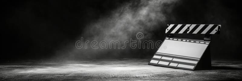 Clapperboard in Dim Light with Smoke Effects at a Film Set during a ...