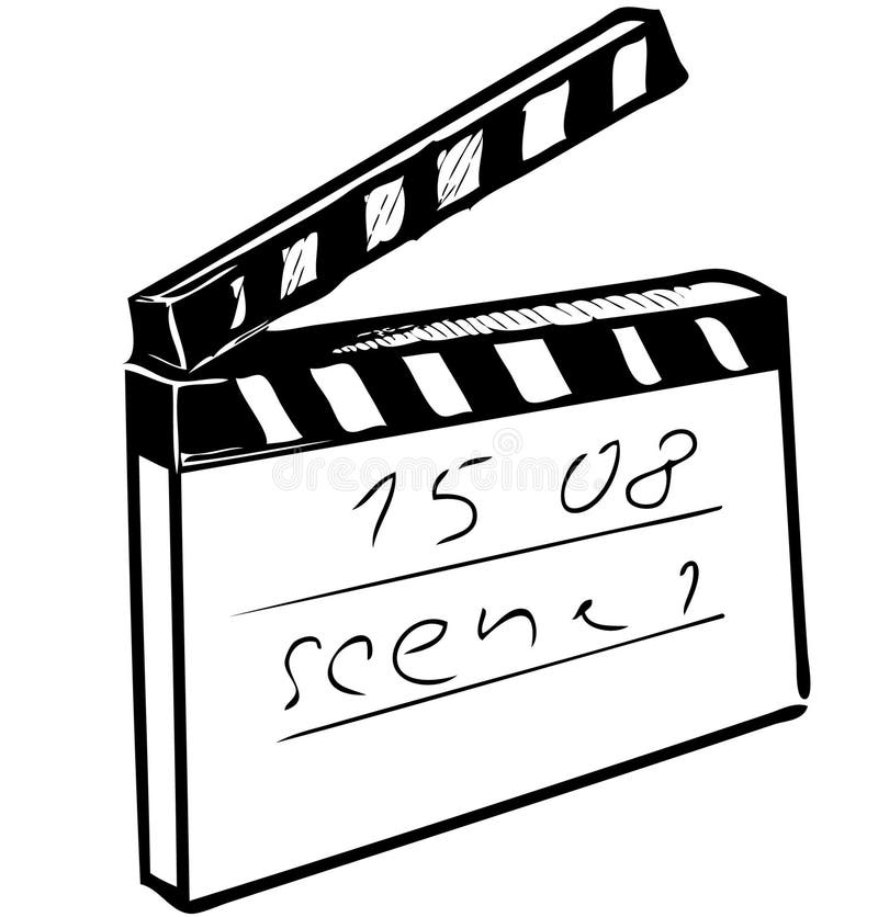 Clapperboard Isolated on White Stock Vector - Illustration of hand ...