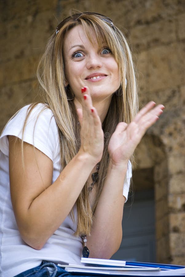 Clapping stock photo. Image of female, happy, look, green - 10699452