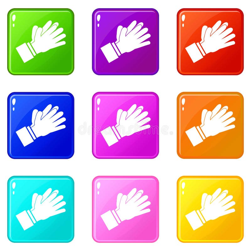 Clapping Applauding Hands Icons 9 Set Stock Vector - Illustration of ...