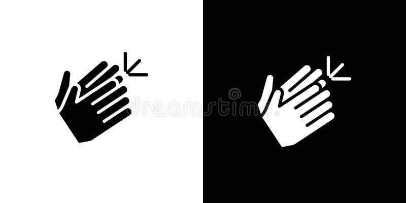 Clapping Hand Icon Linear Logo Mark in Black and White Stock Vector - Illustration of finger ...