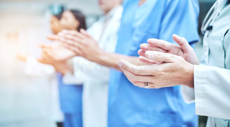 Clapping Hands, Celebration and Team of Doctors in the Hospital with ...