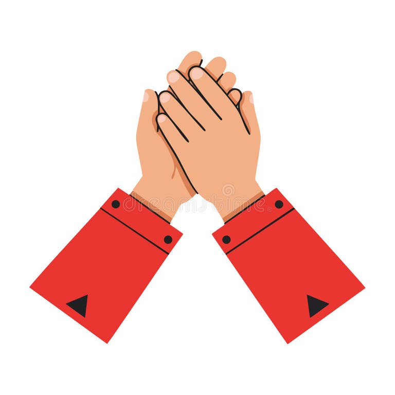 Clapping Hands Gesture with Red Sleeves Vector Illustration for ...