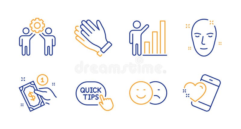 Clapping Hands, Like and Quick Tips Icons Set. Health Skin, Graph Chart ... Clapping Hands, Like and Quick Tips Icons Set. Health Skin, Graph Chart ...