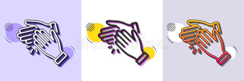Clapping Hands Line Icon. Clap Sign. Halftone Dotted Pattern. Vector ...