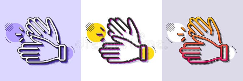 Clapping Hands Line Icon. Clap Sign. Halftone Dotted Pattern. Vector ...