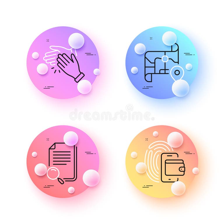 Clapping Hands, Map and Search File Minimal Line Icons. for Web Application, Printing. Vector ...