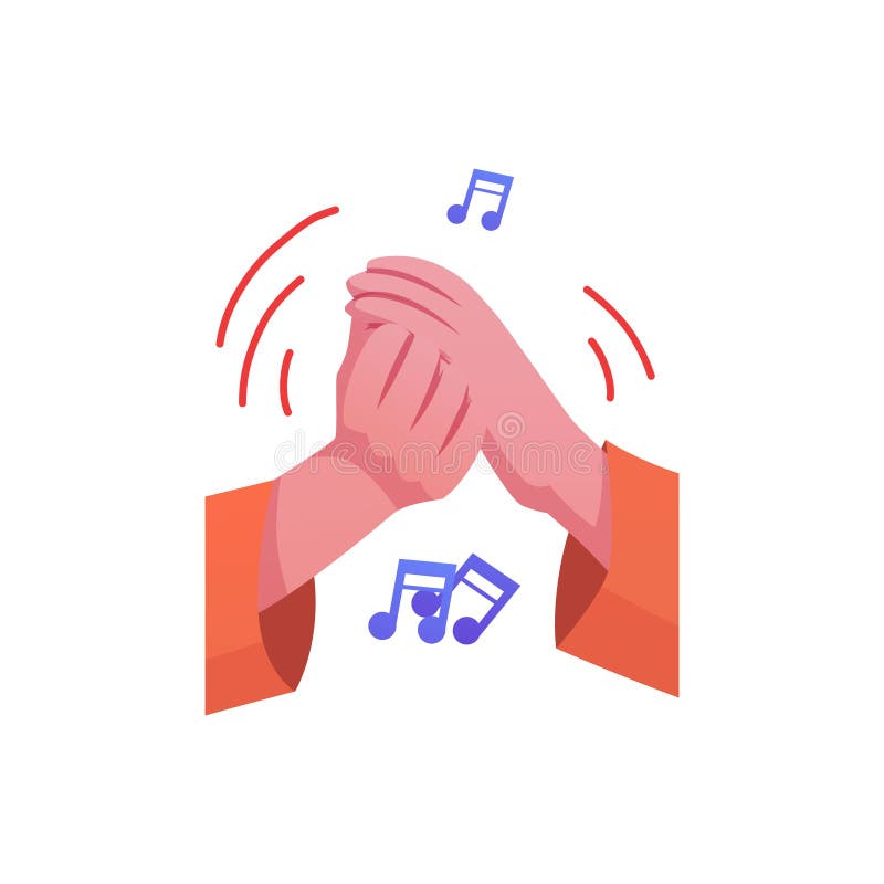 Clapping Hands with Musical Notes. Hand Gesture Stock Vector ...