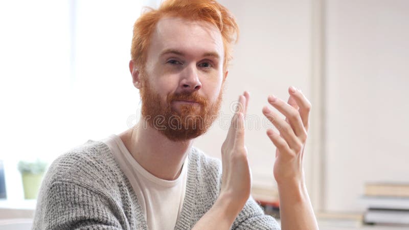Clapping Man with Red Hairs, Applauding Stock Photo - Image of casual ...