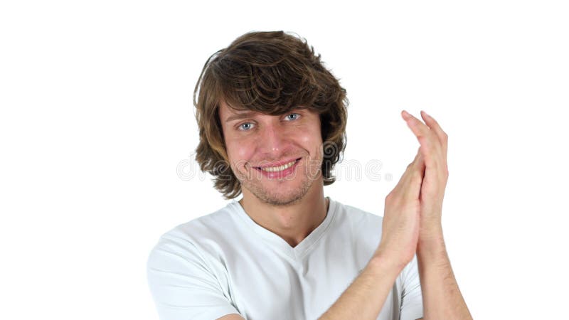 Clapping Man, White Background Stock Photo - Image of achievement ...