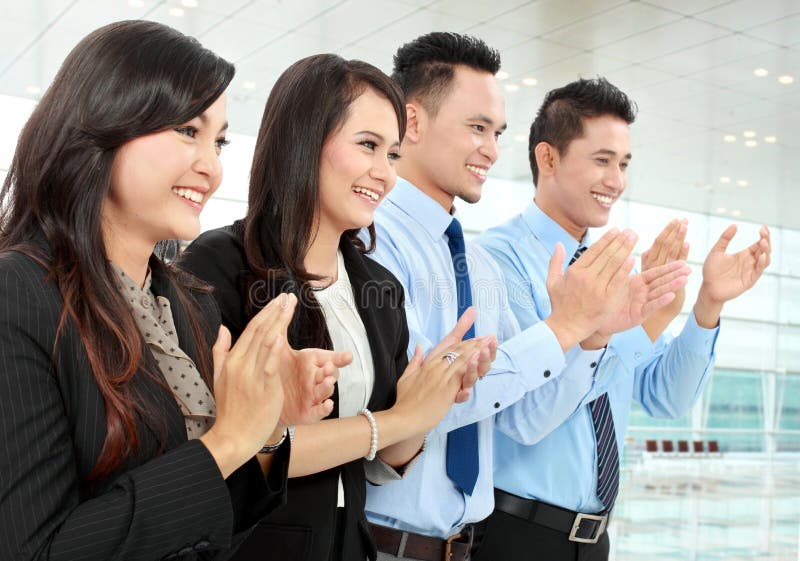 Clapping office workers stock photo. Image of businessman - 28347516