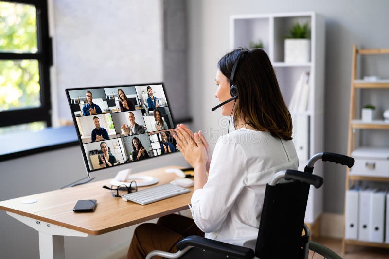Clapping in Virtual Video Conference Call Stock Image - Image of hand ...