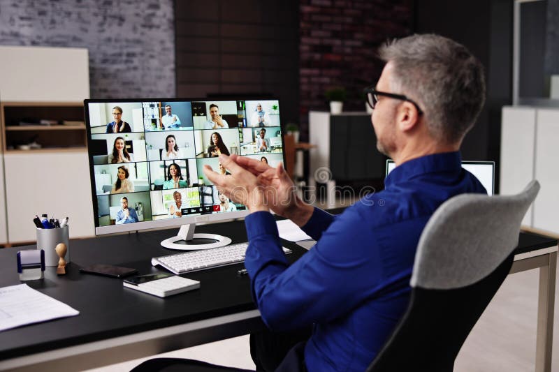 Remote Conference Webinar and KPI Dashboard Chart Stock Photo - Image ...