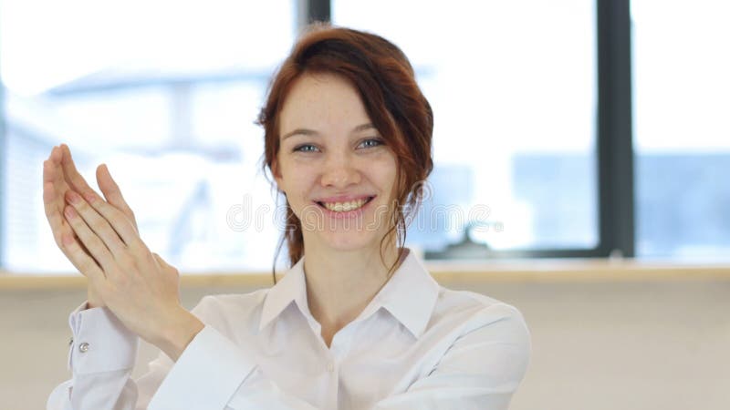 Clapping Woman Proud Satisfaction Applauding Loop Stock Video - Video ...