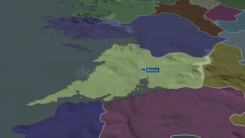Clare, Ireland - Highlighted with Capital. Administrative Stock ...