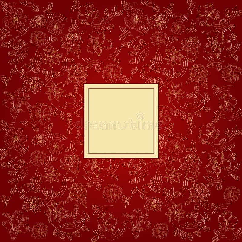 Claret Background with Decorative Flowers Stock Vector - Illustration ...