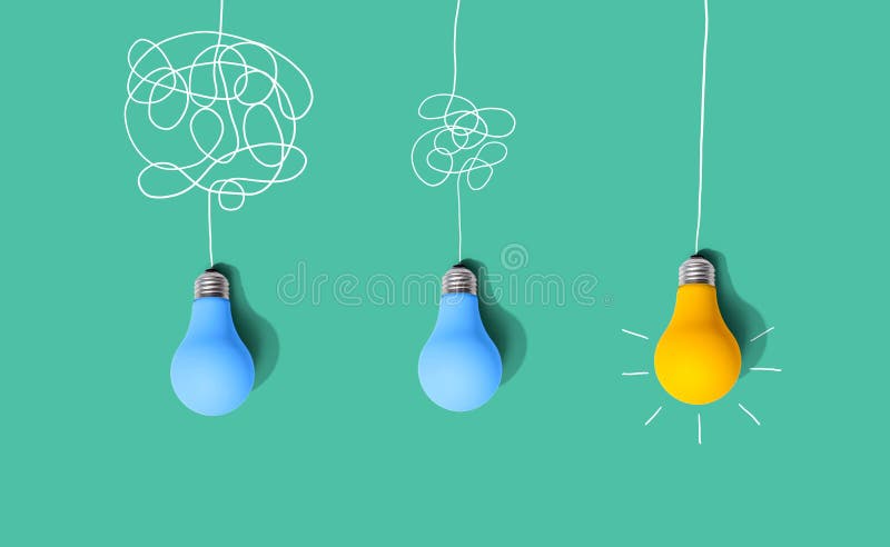 Clarifying Complex Ideas Theme with Light Bulb Stock Image - Image of ...