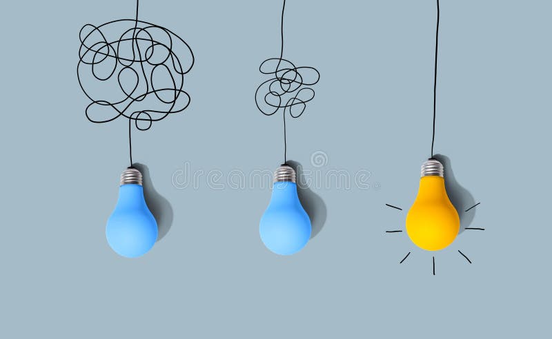 Clarifying Complex Ideas through the Glow of Lightbulbs Stock Photo ...