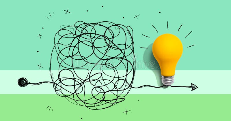 Clarifying Complex Ideas Theme with Light Bulb Stock Image - Image of ...