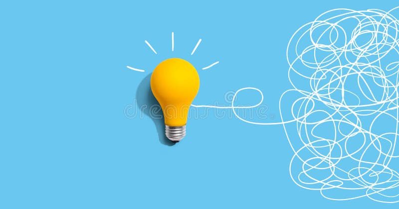Clarifying Complex Ideas Theme with Light Bulb Stock Image - Image of ...